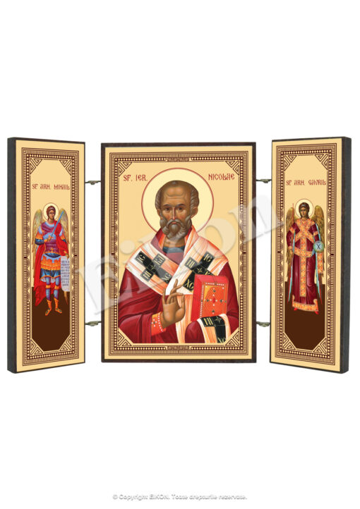 Triptic MDF - Sf. Nicolae și Sf. Arhangheli - EIKON